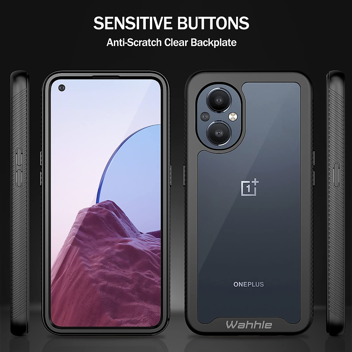 wahhle Oneplus Nord N20 5G Case, Built in Screen Protector Full Body Shockproof Slim Fit Bumper Protective Phone Cover for 1+ Nord N20 5G Men Women-Black/Clear