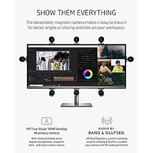 HP Envy 34” All-in-One Desktop, NVIDIA GeForce RTX 3060, 11th Gen Intel Core i7-11700 Processor, 32 GB RAM, 1 TB SSD, WUHD IPS Display, Windows 11 Home, Detachable Magnetic Camera (34-c0050, 2021)