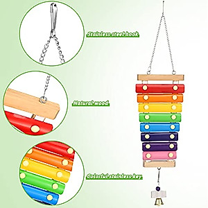 7 Packs Chicken Toys Set, Chicken Coop Accessories for Hens, Baby Chicken Xylophone Toys, Chicken Ladder Bird Swings Toy, Chicken Mirror Toys Veggies Skewer Fruit Holder Vegetable Hanging Feeder