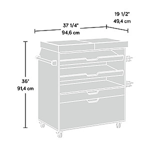 Sauder Craft Pro Series Craft Cart, Soft White finish