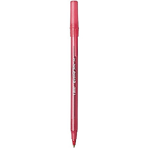 2 Pack of 12 BIC Round Stic Xtra Life Ball Pen, Red Medium Point (1.0 mm)