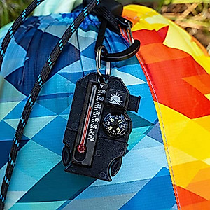 Sun Company Outsider - 4-in-1 Survival Multi-Tool | Compass, Thermometer, Whistle, and Fire Starter in a Compact Zipper Pull | EDC Outdoor Firestarter for Camping, Bushcraft, or Survival Situations