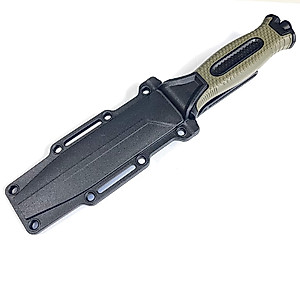 S-TEC Fixed Blade Hunting Knife Rambo I 4.75" Stainless Steel Blade I Rubber Handle I w/Plastic Sheath I Hunting I Camping I Outdoor I (Black Blade)