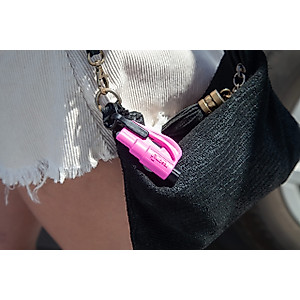 resqme Accessory Pack The Original Emergency Keychain Car Escape Tool, 2-in-1 Seatbelt Cutter and Window Breaker, Made in USA with Visor Clip, Lanyard, Keyring and Cable Tie - Pink