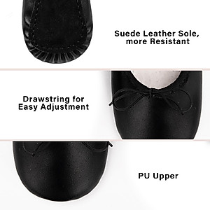 Stelle Ballet Shoes for Girls Toddler Dance Slippers PU Leather Boys Ballerina Shoes for Toddler/Little Kid/Big Kid/Women(Black,4ML)