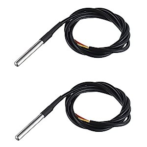 BOJACK DS18B20 1M Temperature Sensor Temperature Probe Stainless Steel Package Waterproof(Pack of 2 Pcs）