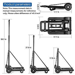 Folding Hand Truck Dolly,110 lbs Dolly Cart with Wheels Compact Collapsible Trolley Luggage Cart for Moving/Shopping/Travel/ Office Use