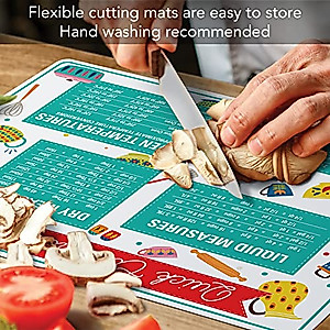 Cut N' Funnel Quick Conversion Measurement Chart on Flexible Cutting Board Mat Made in the USA of BPA Free Food Grade Plastic