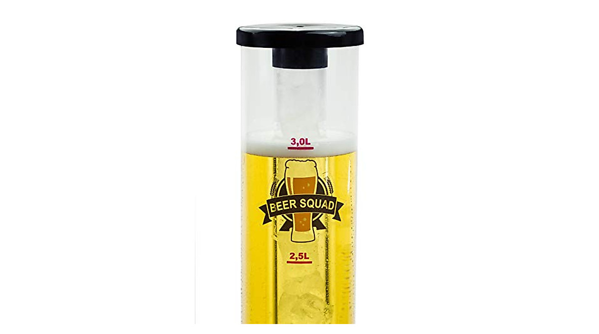 BeerSquad Beer Tower - 3L Dispenser with Ice Tube & Dual Tap
