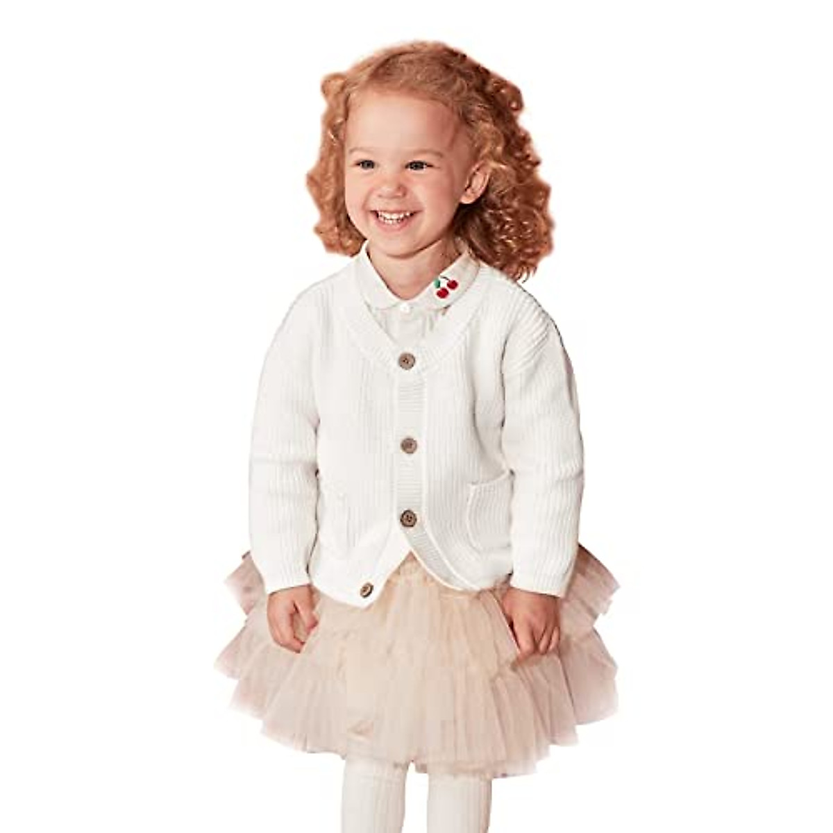 pureborn Baby Girls Boys Sweaters Warm Jacket - Cotton Knit Cardigan Button Closure Coat Outwear for Spring 3-6 Months White