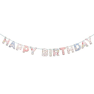 Meri Meri English Garden Happy Birthday Banner (Pack of 1), 6' Birthday Party Garland Including Excess Cord, Meri Meri Party Garland