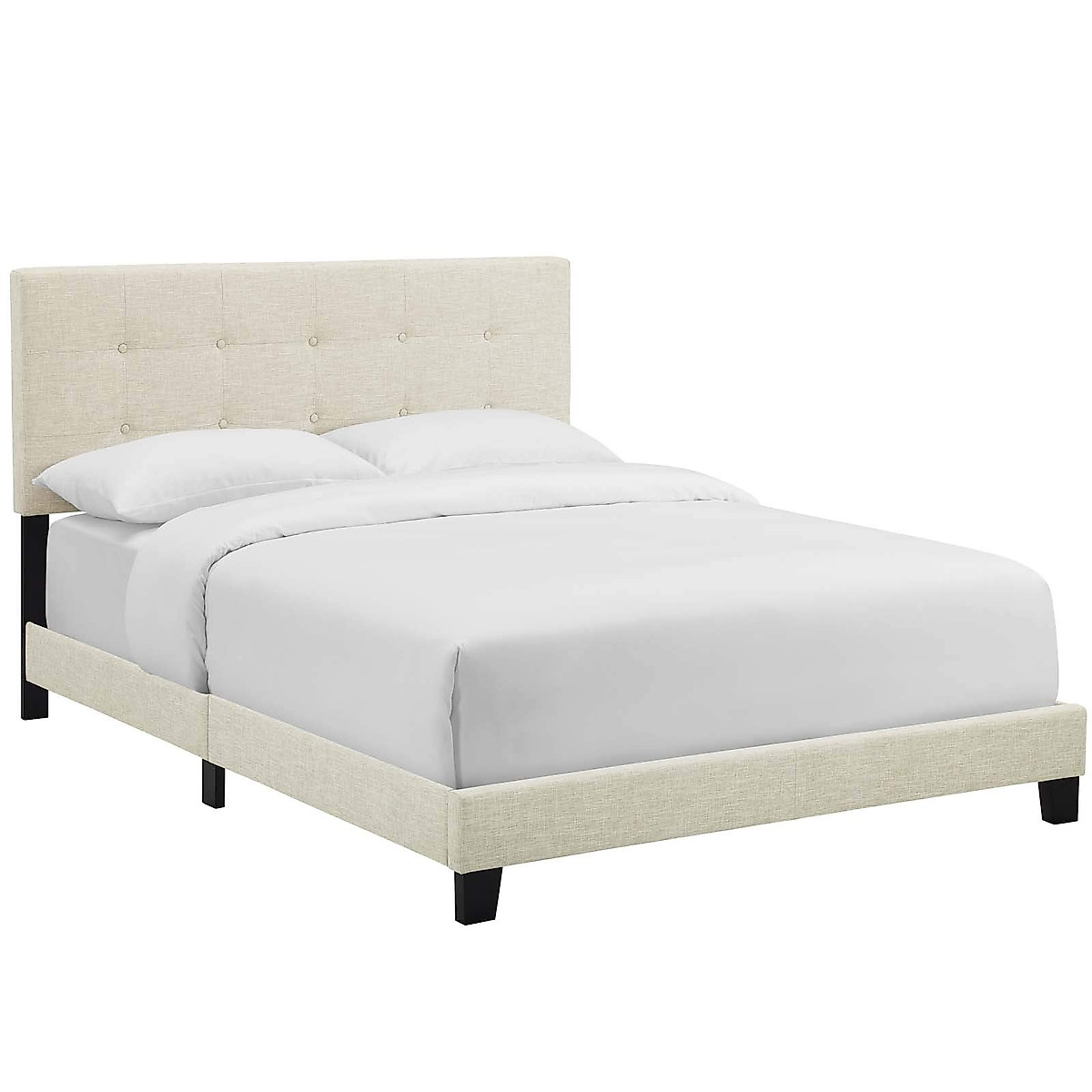 Modway MOD-6000-BEI Amira Tufted Fabric Upholstered Full Bed Frame With Headboard In Beige