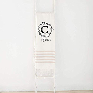 Personalized Throw Blanket - Wreath Initial, Handmade in the USA, present, housewarming gift, decorative blanket, cozy, pretty