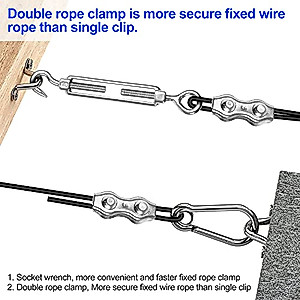 BLIKA Globe String Light Suspension Kit, Outdoor Light Guide Wire, 170FT Coated Stainless Steel 304 Rope, String Light Hanging Kits