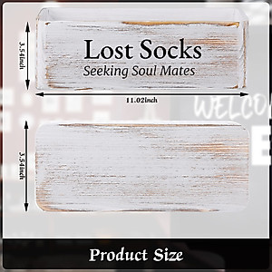 Farmhouse Lost Socks Storage Funny Laundry Sign Wooden Storage Baskets Laundry Room Storage Missing Socks Laundry Decor Farmhouse Sock Basket for Laundry Room Wall Decor (11.02 x 3.54 x 3.54 Inch)
