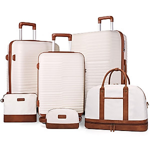 RUNCODE Travel Luggage Sets 6 Piece with Spinner Wheels and TSA Lock, Lightweight ABS Hard Shell Carry On Suitcase Set with 360° Double Wheels for Traveling Women (20"/24"/28")