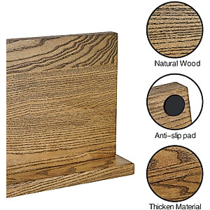 Magnetic Knife Block Wood Knives Storage Holder Double Side Magnet Magnetic Knife Board (Knives Not Included) Kitchen Cutlery Block with Anti Slip Pads Space Saver Magnetic Block Organizer