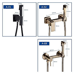 ifgswopq Matte Bidet Shower Faucet Solid Brass Bidet Faucet Hot and Cold Mixing Faucet Toilet Faucet (Color : A01-Gold) (A01 Gold)