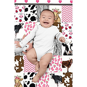 Aozyhug Cow Baby Blanket Cow Print Baby Blanket Cow Print Crib Sheet Cow Print Bedding Strawberry Cow Print Swaddle Blanket Infant, Newborn Toddler Blankets for Stroller (30"x40" Inches)