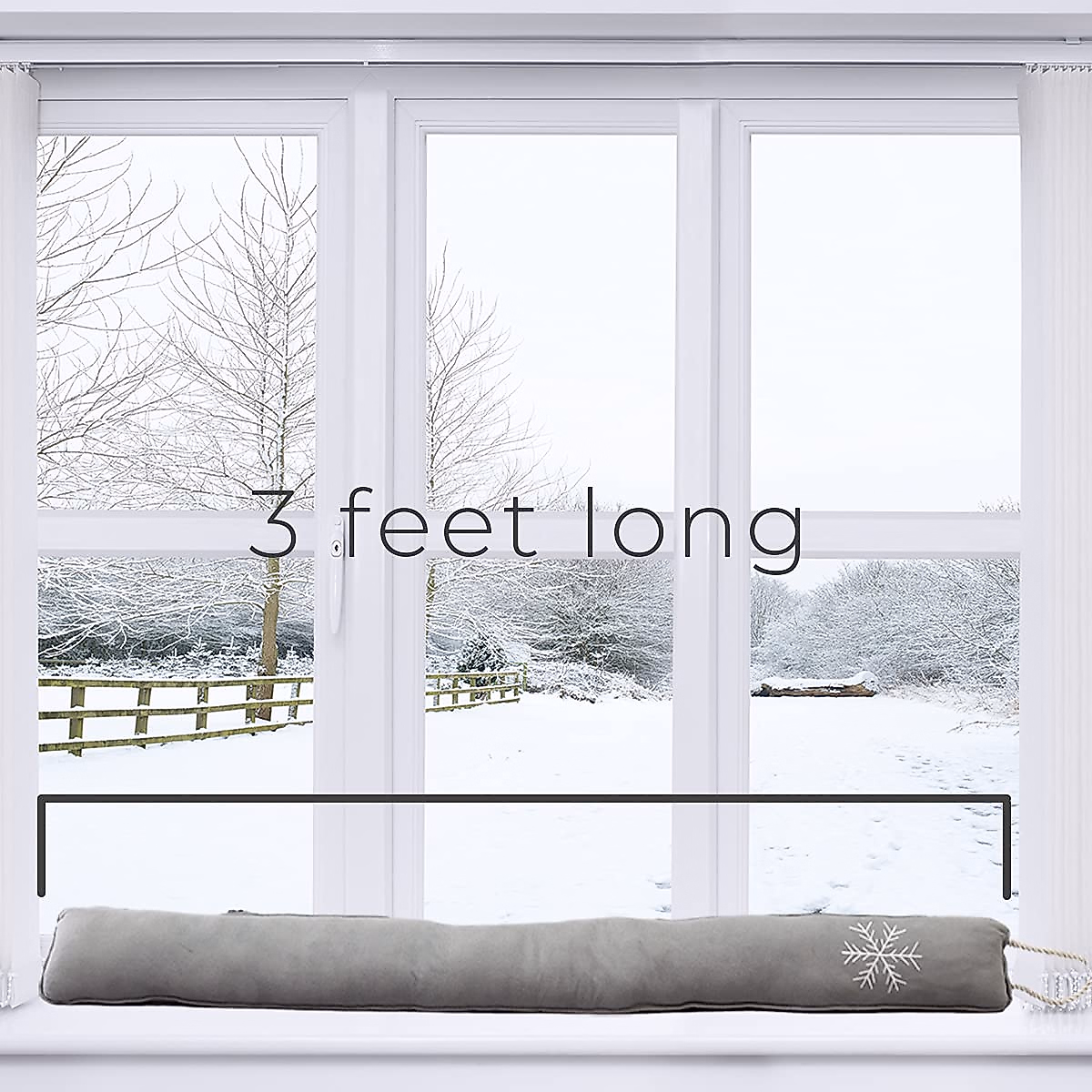 Simply Genius Cold Weather 36 Inch Door Snake Draft Stopper - Wind Blocker for Door Bottom and Window Draft Stopper - Gray Window Wind Blocker