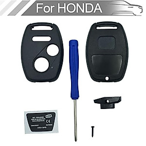 New Key Fob Shell Case Fit for Honda CR-V Odyssey Accord Crosstour Civic CR-Z Fit Keyless Entry Remote Key Housing Replacement with Screwdriver (2+1Button 1pcs)