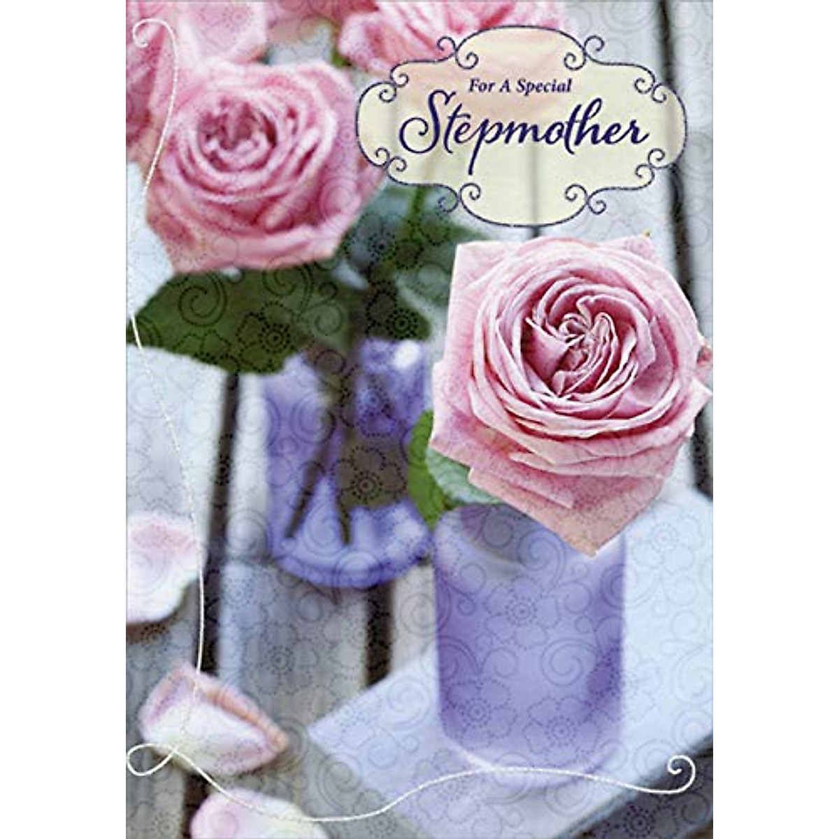 Designer Greetings Large Pink Flower in Purple Vase Birthday Card for Stepmother