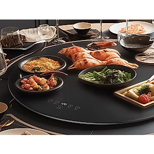 SOPINWAEH Electric Circle food Warming Tray，Auto-Turntable 360°Rotation, Food Warmer for House Parties, Chafing Dishes for buffet,9 Temp Settings, Heating Food 24in