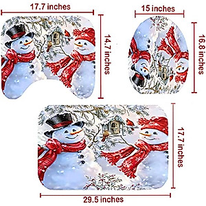 Two Snowmen Bathroom Decor Sets Accessories with Shower Curtain Christmas Shower Curtain Set with Rugs and Accessories Xmas Bathroom Decor 4Pcs