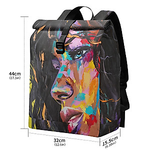 ALAZA Afro African American Woman Art Painting Large Laptop Backpack Purse for Women Men Waterproof Anti Theft Roll Top Backpack, 13 - 17.3 inch, Multi, One Size