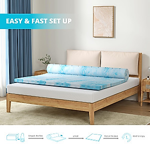 CH CHARME HOUSE 2 Inch Memory Foam Mattress Topper Twin Size, Gel Infused Memory Foam Bed Topper for Back Pain Relief, Cooling Mattress Pad, CertiPUR-US Certified, 75×38"