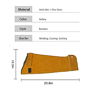 MOCOHANA Leather Welding Sleeves Arm Protection Heat Flame Resistant Heavy Duty with Adjustable Upper End Cuff Button Closure Welding Tools 1 Pair, Length 23.62"