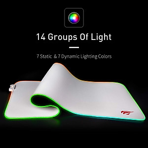 havit RGB Gaming Mouse Pad Soft Non-Slip Rubber Base Mouse Mat for Laptop Computer PC Games (31.5 X 11.8 X 0.16 inches, Light Grey)