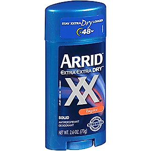 Arrid XX Extra Extra Dry Solid Antiperspirant Deodorant, Regular, 2.6 Oz (Pack of 6)