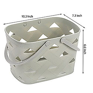 Nicunom 3 Pack Plastic Organizer Storage Basket with Handle, Portable Shower Caddy Tote, Toiletry Bin Box Shelf Organizers Basket for Bathroom, College, Dorm, Gym, Kitchen, Camp