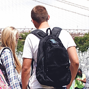 J World New York Mesh Backpack for Adults. Transparent See-Through Book-Bag for School, Beach, Swim, Gym, Checkers, 18 X 13.5 X 8.5 (H X W X D)