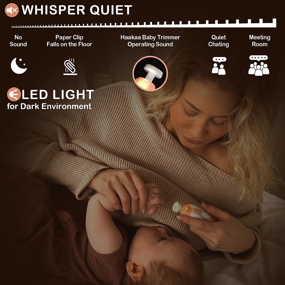 haakaa Baby Nail Trimmer Electric Baby Nail Clippers Kit for Newborn, Toddler or Adults Fingernails and Toenails Care, Baby Nail Care Set & Extra 4 Replacement Pads Combo