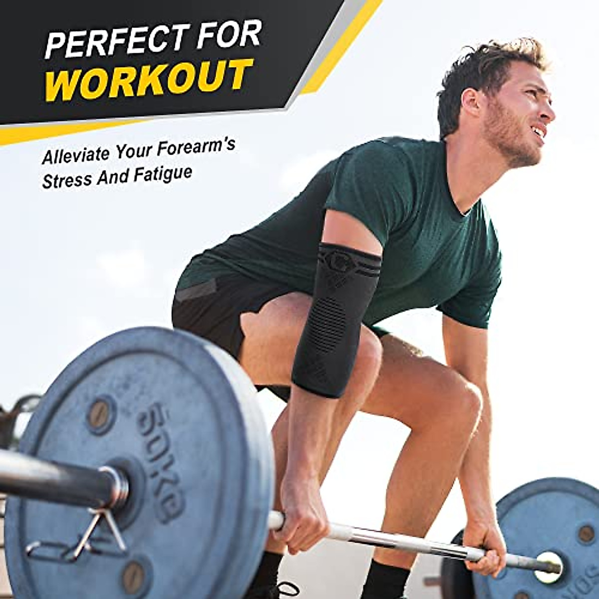 CAMBIVO 2 Pack Elbow Brace for Tendonitis, Tennis Elbow Compression Support Sleeve for Golfers Elbow Pain Relief, Arthritis, Bursitis, Workout, Weightlifting