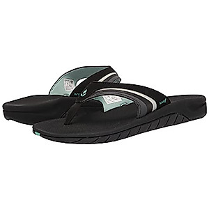 Reef Women's Sandals, Girls Slap 3, Black/Black/Aqua, 5