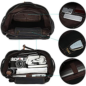 Bluboon Canvas School Backpack Women College Bookbag Girls Travel Rucksack 15.6Inch Laptop Bag (Black Stripe)