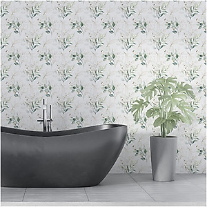 UniGoos Gold Edge Foliage Peel and Stick Wallpaper Green Leaves Vinyl Removable Contact Paper Abstract Branch Leaf Self-Adhesive Wall Paper Roll for Cabinet Living Room DIY Decor 17.7" x118.1"