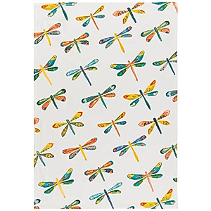Now Designs Floursack Kitchen Towels Quick Dry Cotton Hand Towel Set, 3 Count, Dragonfly, 20 x 30 in