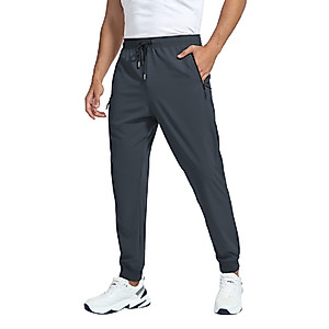 GAXIDES Sweatpants for Men with Pockets Mens Joggers with Zipper Pockets Workout Athletic Track Pants Jogging for Men with Elastic Waist Gym Running Cold Grey S/28