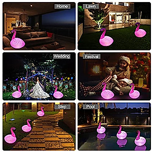Rukars Flamingo Floating Pool Lights, Waterproof Inflatable Solar Pool Lights for Swimming Pool, Outdoor LED Glow Lights for Beach, Garden Backyard, Patio Lawn, Hot tub, Christmas Décor (1pcs)