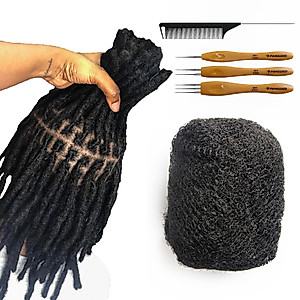 FAMILOCS Afro Kinky Bulk Human Hair for Draedlock Extensions, Repair Locs, Twists and Braids (8 Inch 30g/1oz, Natural black #1B)
