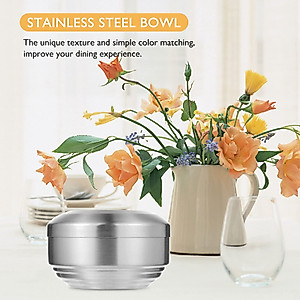 DOITOOL Korean Stainless Steel Rice Bowl with Lid Set, Vacuum Double Wall Multi- Stainless Steel Bowl with Lid Set, for Korean Kitchen Restaurant ( Sliver )