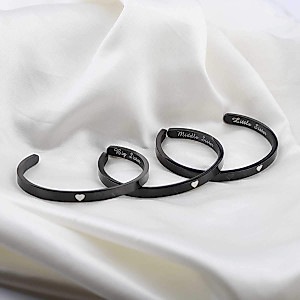 ENSIANTH Sister Bracelet Big Middle Little Sister Cuff Bracelet of 3 Sister Jewelry Gift for Best Friends (sister 3 cuff-Black)