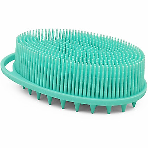 Silicone Body Brush, Exfoliating Body Scrubber, Silicone Body Scrubber Loofah, Silicone Bath Brush, Soft Exfoliating Body Bath Shower Scrubber Brush for Kids and Adults All Kinds of Skin（Green）