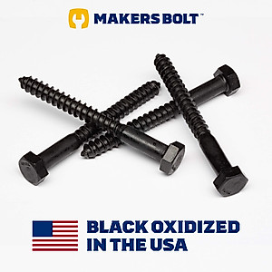 Stainless Steel Black Lag Bolts 5/16" x 2-1/2" Hex Lag Screws (10 pcs) 18-8 Stainless Black Oxidized in USA