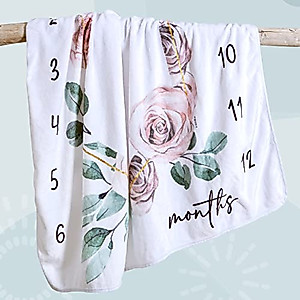 Calloo Baby Monthly Milestone Blanket for Baby Girls, Baby Monthly Milestone Blanket Girl, Baby Month Blanket for Baby Girl, Monthly Baby Milestone Blanket Girl, Baby Growth Chart Blanket 46"x46"