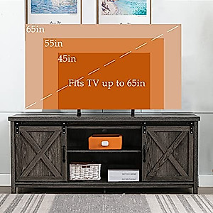 Vinctik 6&Fox 58In Farmhouse Entertainment Center,Rustic TV Stand for up to 65 inch TV with Wood Sliding Barn Door,Adjustable Storage Shelf,Media TV Table